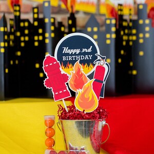 Editable Fireman Birthday Centerpieces, Fireman Party Table Decorations ...