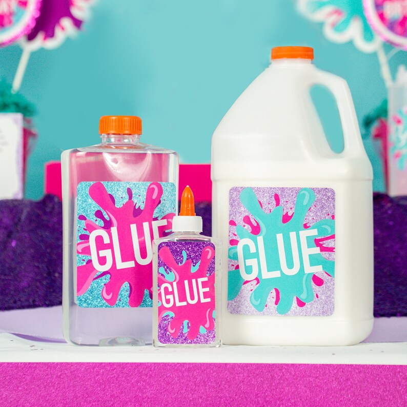 Slime Party Glue Labels - Printable Glue Bottle Labels of Slime Party ...