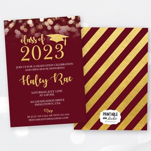 Maroon and Gold Graduation Invitation 2025 Graduation Invitation ...