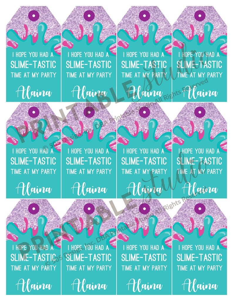 Slime Favor Tags Printable Slime Party Favor Tags Instant | Etsy