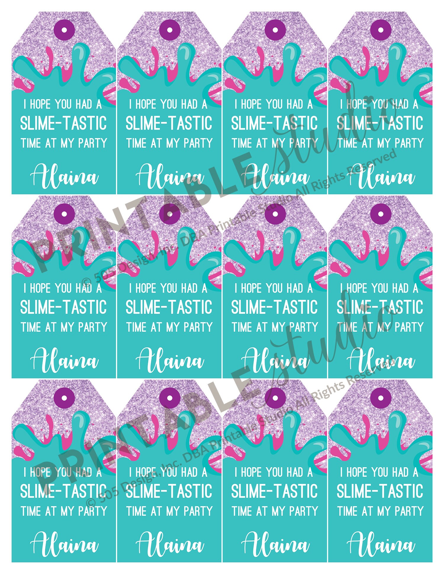 Slime Favor Tags Printable Slime Party Favor Tags Instant - Etsy