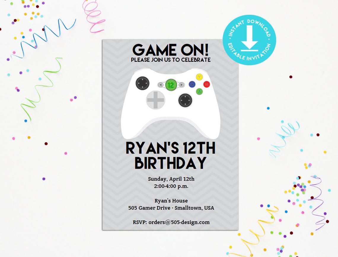 Video Game Party Invitation Video Game Invitation White - Etsy