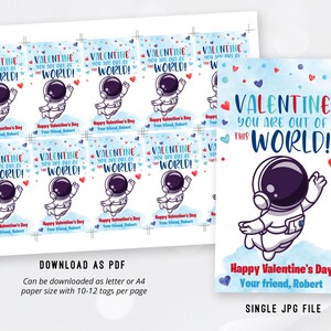 Valentines Astronaut Card You Are Out of This World Printable Valentine ...