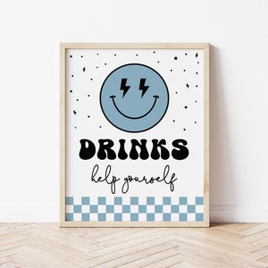 Editable Happy Dude Birthday Signs Bundle, Instant Download Blue One ...
