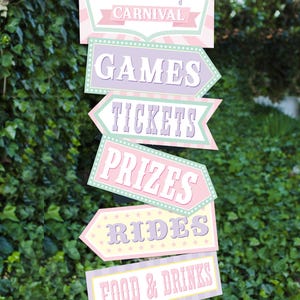 Pastel Carnival Directional Signs Carnival Birthday Signs Carnival ...