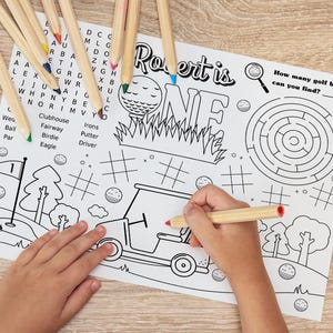 Editable Golf Placemat, Golf Coloring Page, Golf Activity Page Golf ...