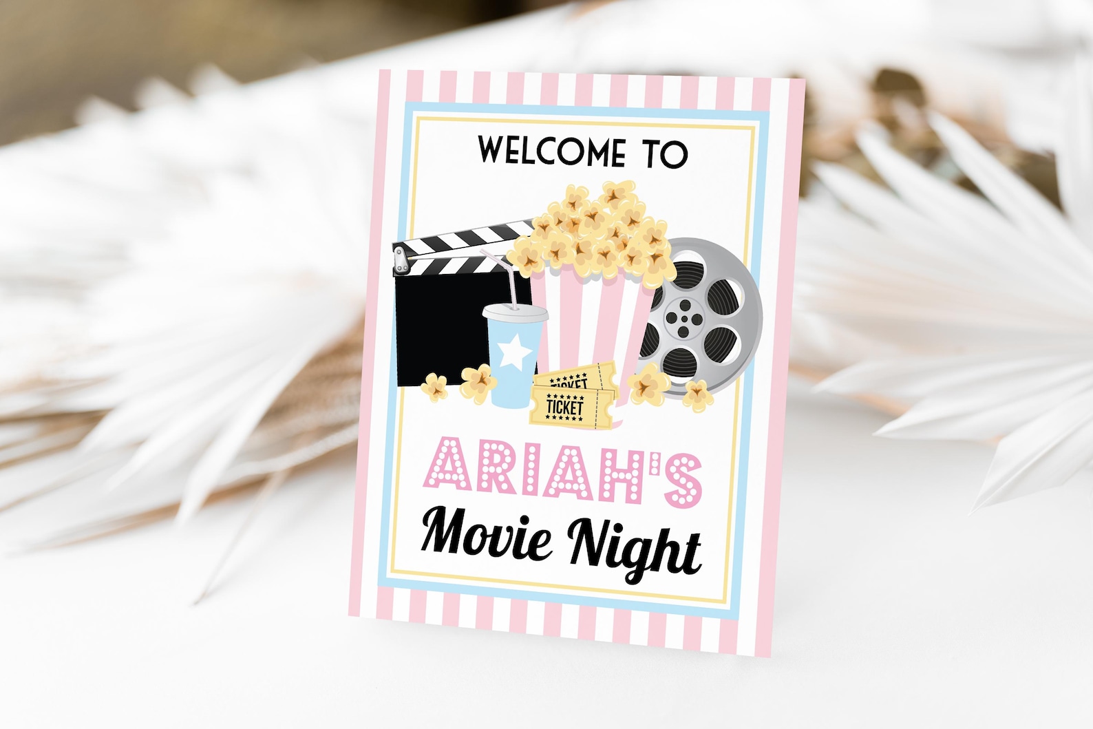 Editable Movie Party Signs Instant Download Pastel Movie Party Signs ...