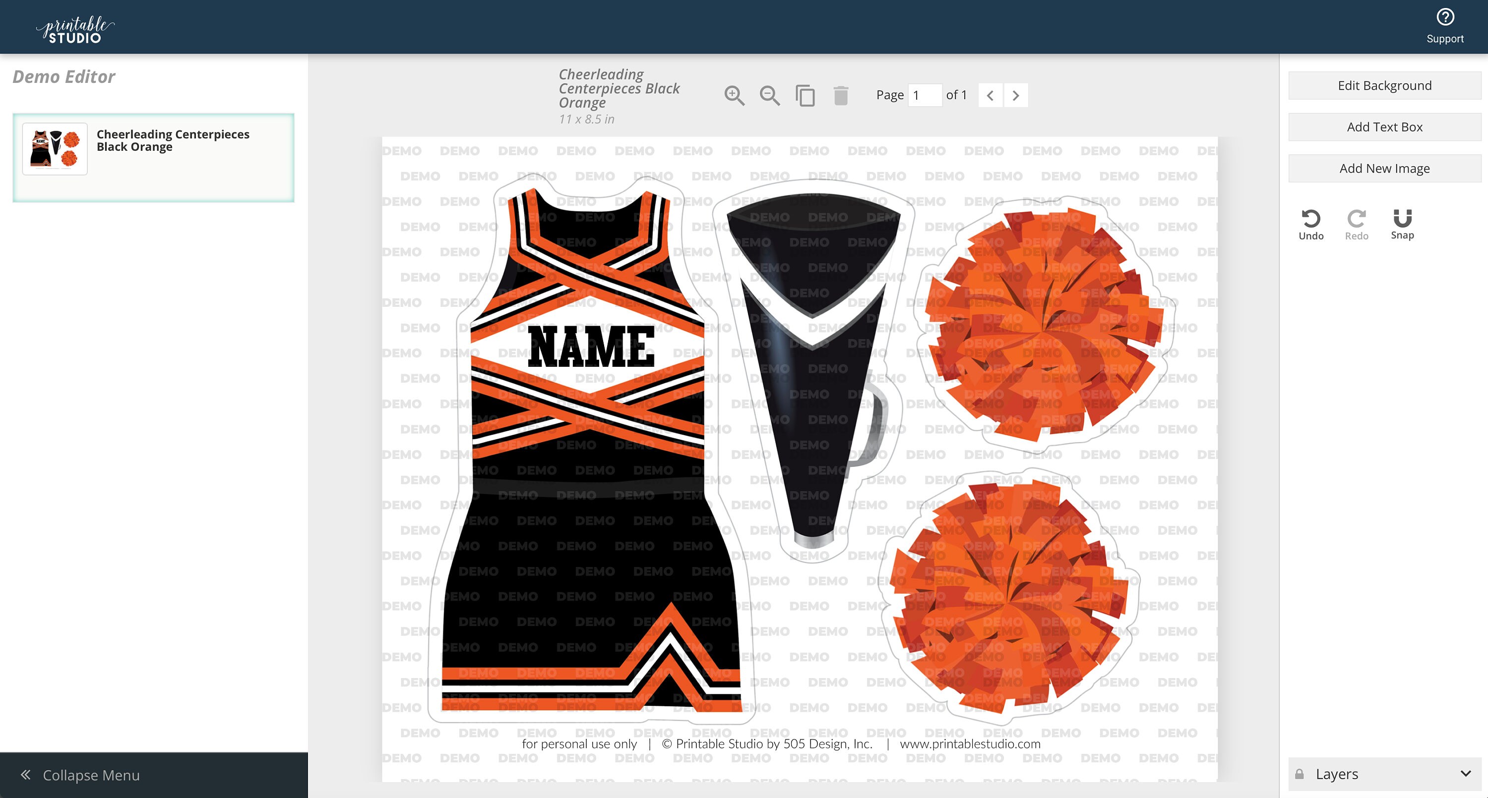 Cheerleading Centerpieces in Black Orange Printable Cheer Centerpieces ...