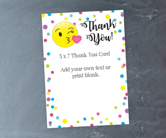 Emoji Thank You Card INSTANT DOWNLOAD - Printable Emoji Thank You Card ...