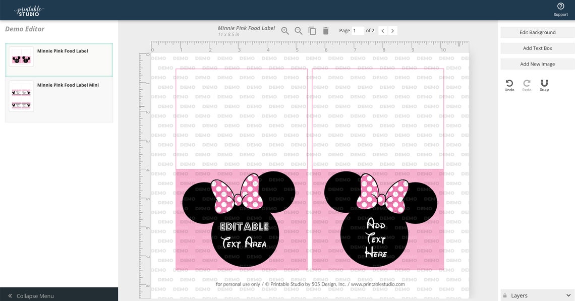 Minnie Mouse Food Labels Instant Download, Editable Minnie Mouse Party ...
