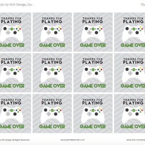Game Over Thank You Tags With White Controller - Printable Video Game ...