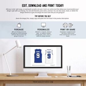 Basketball Centerpieces in Royal Blue, Printable Basketball Birthday ...
