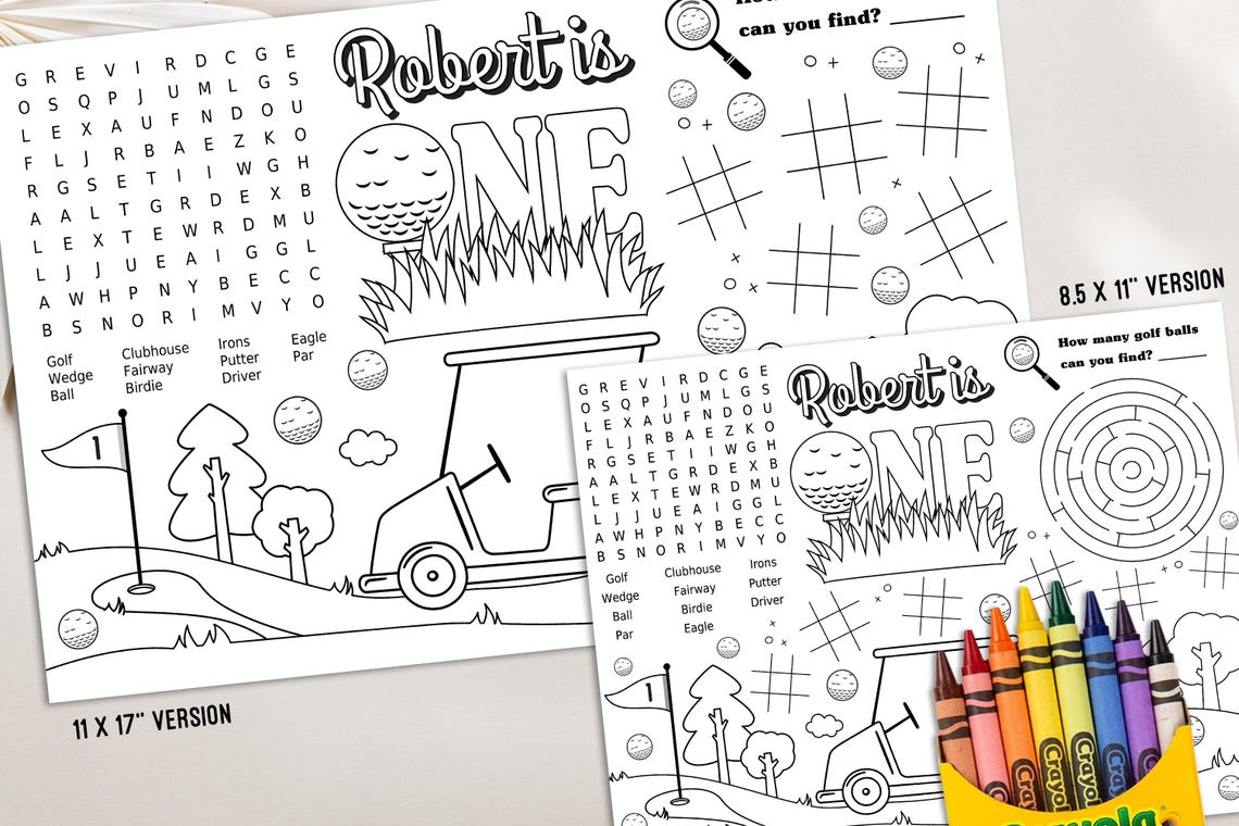 Editable Golf Placemat, Golf Coloring Page, Golf Activity Page Golf ...