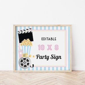Editable Movie Party Signs Instant Download Pastel Movie Party Signs ...