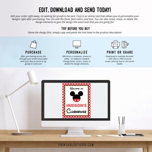 Mickey Mouse Party Welcome Sign, Instant Download Mickey Mouse Party ...