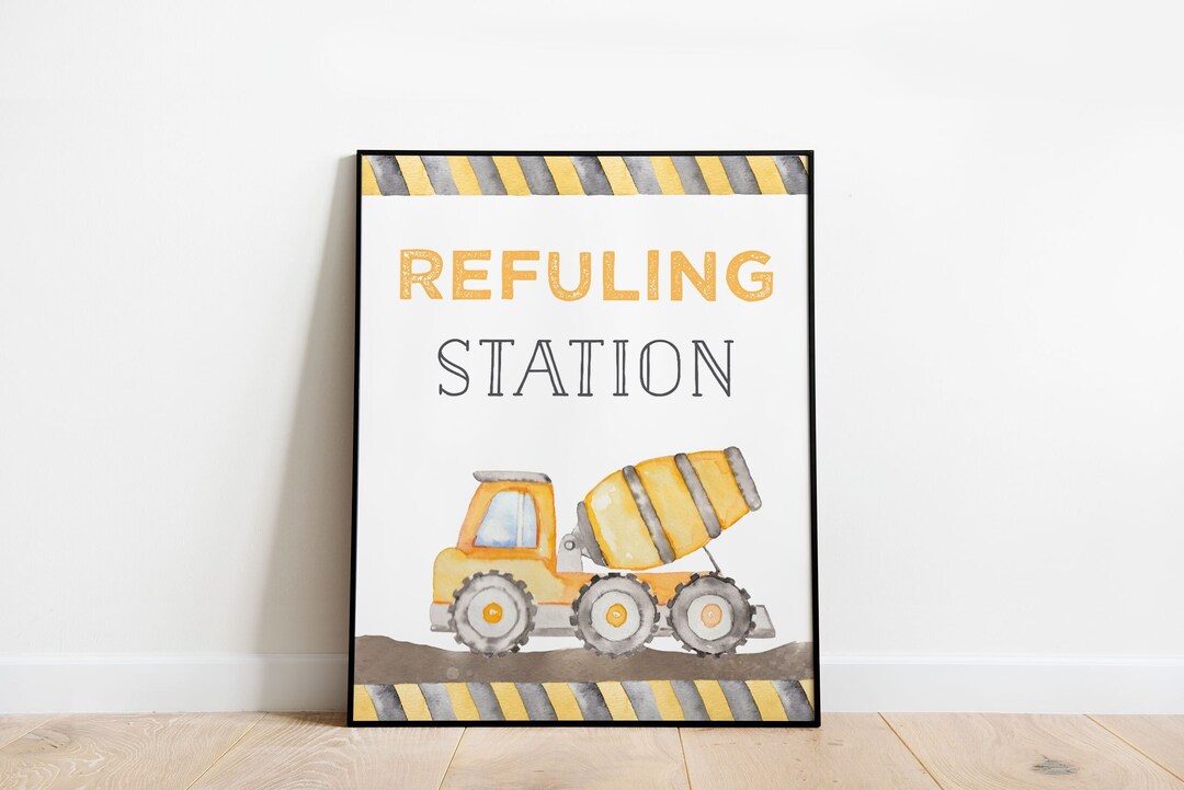 Construction Party Refueling Station Party Sign, Construction Birthday ...