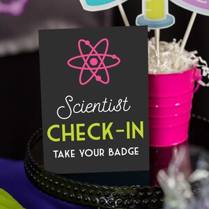 Scientist Check-in Sign in Pink Printable Science Party Sign Girls ...
