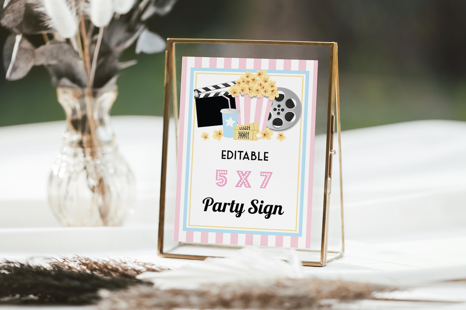 Editable Movie Party Signs Instant Download Pastel Movie Party Signs ...