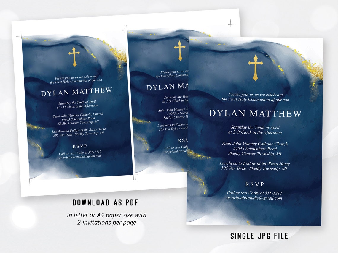 First Communion Invitation for Boys Communion Invitations - Etsy