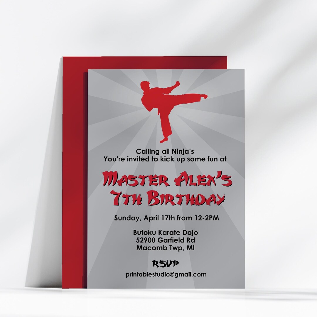 Karate Birthday Invitation INSTANT DOWNLOAD - Printable Ninja ...