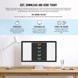 Science Party Drink Labels, Science Party Water Label, H2O Water Labels ...