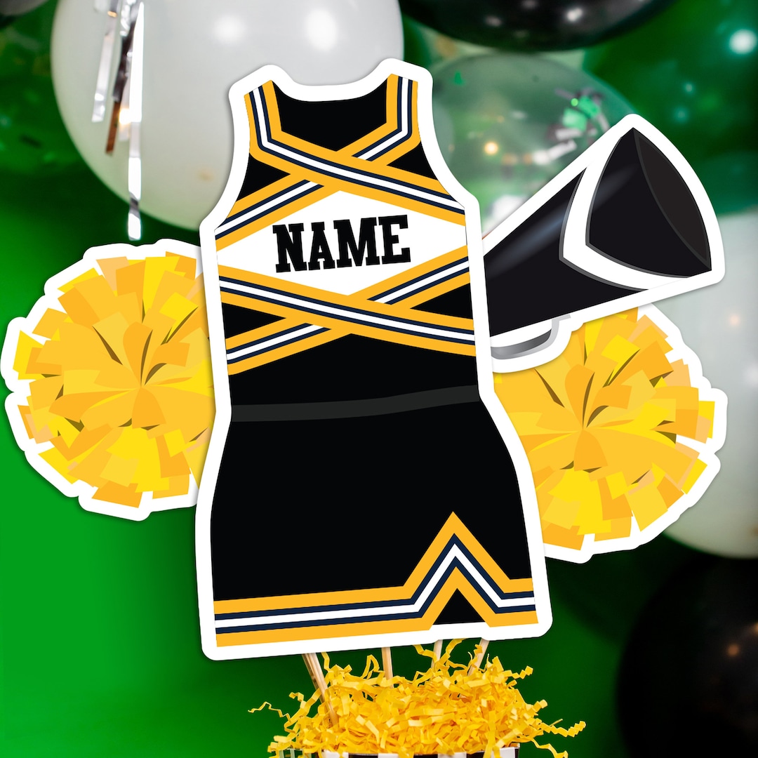 Cheerleading Centerpieces in Black Yellow Printable Cheer Centerpieces ...