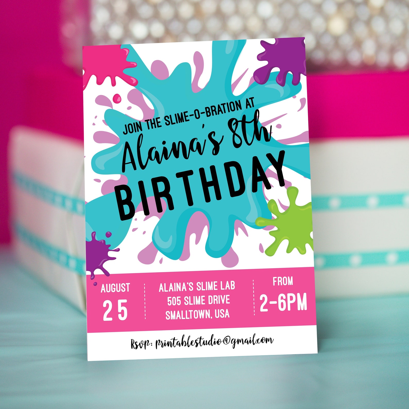 Slime Invitation Printable Slime Birthday Party Invitation - Etsy