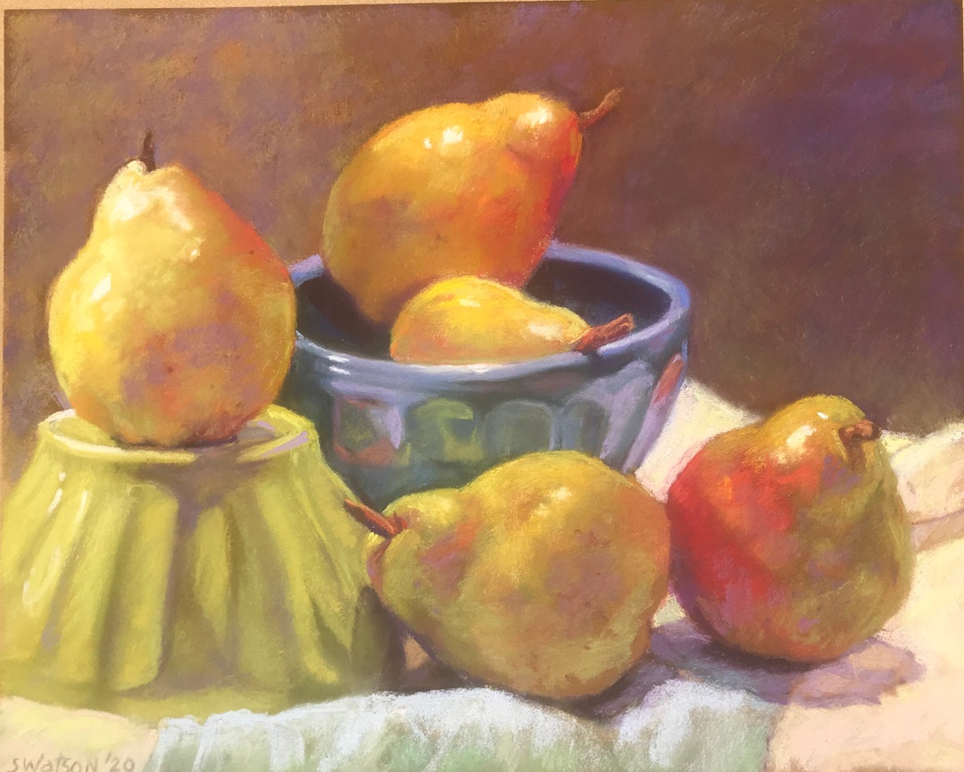 Painting Still Life Pears With Bowls Pastel Original - Etsy