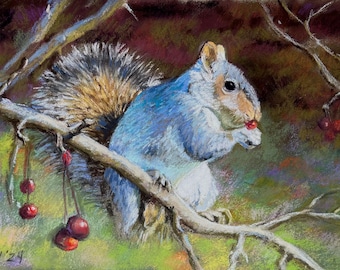 Gray Squirrel Watercolor and Ink Original Painting Printable Download ...