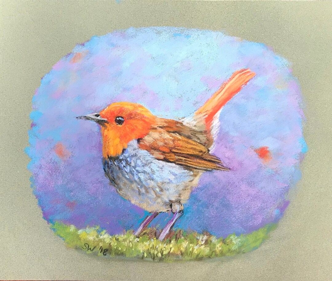 Original Painting of Robin Colorful Bird Art - Etsy