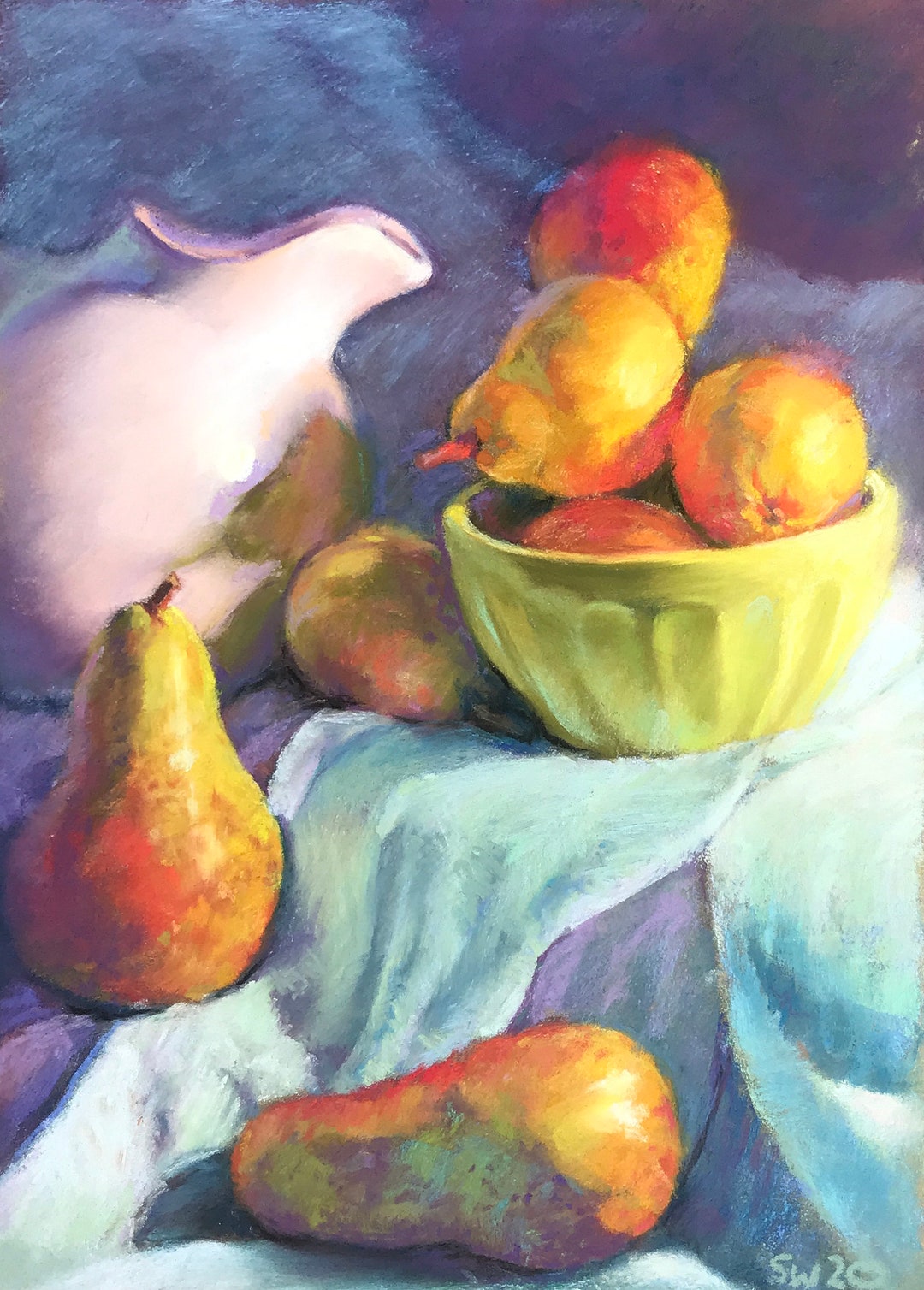 Painting Pastel Still Life Pears Art Original - Etsy