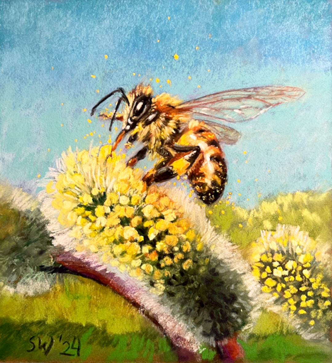 Bee Painting Original Art in Pastel - Etsy