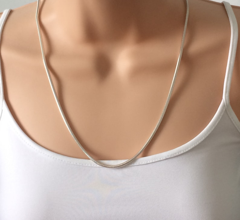 Sterling Silver Snake Chain Necklace Solid 3mm Round Chain | Etsy