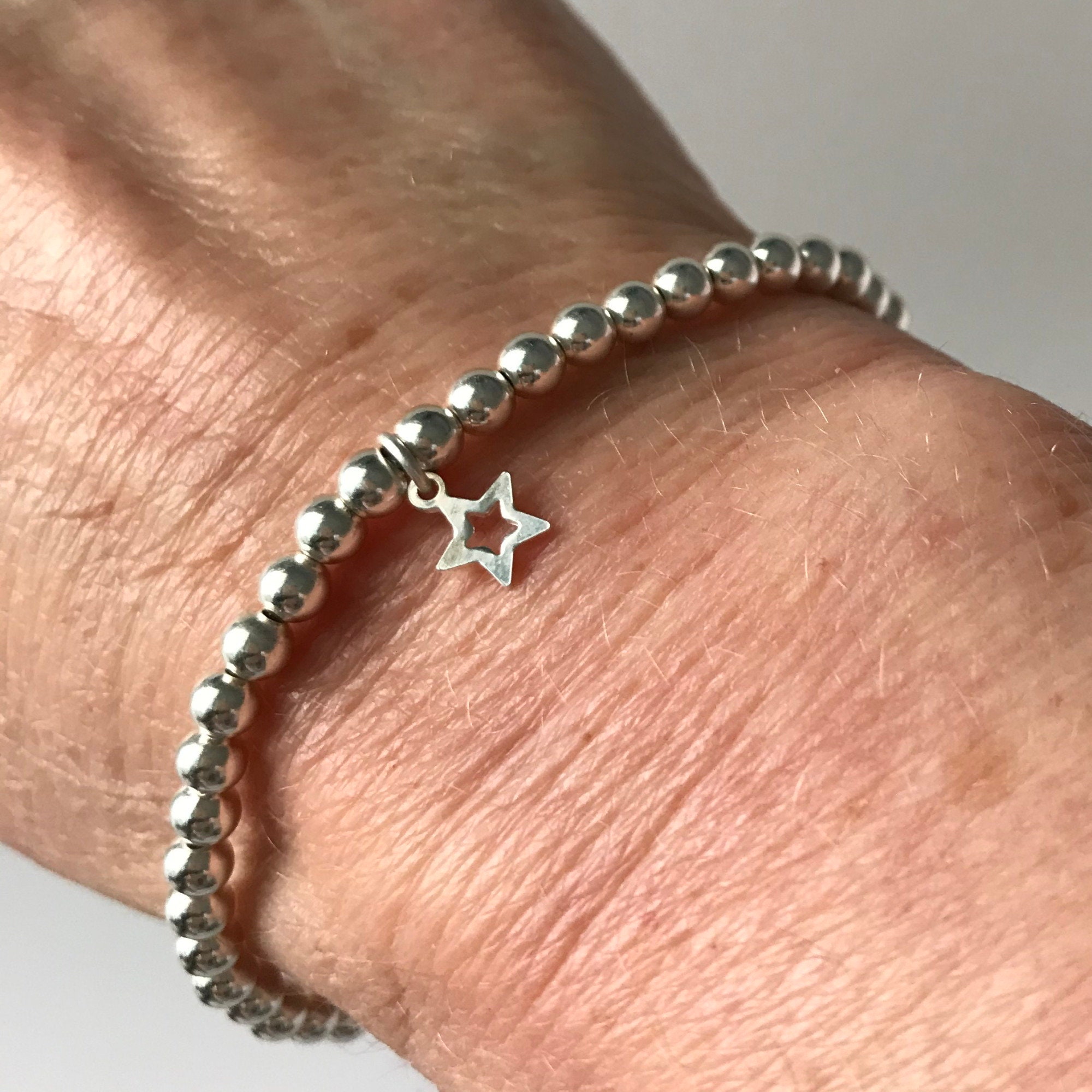 Sterling Silver Bracelets for Women, Personalised Initial Star Charms ...