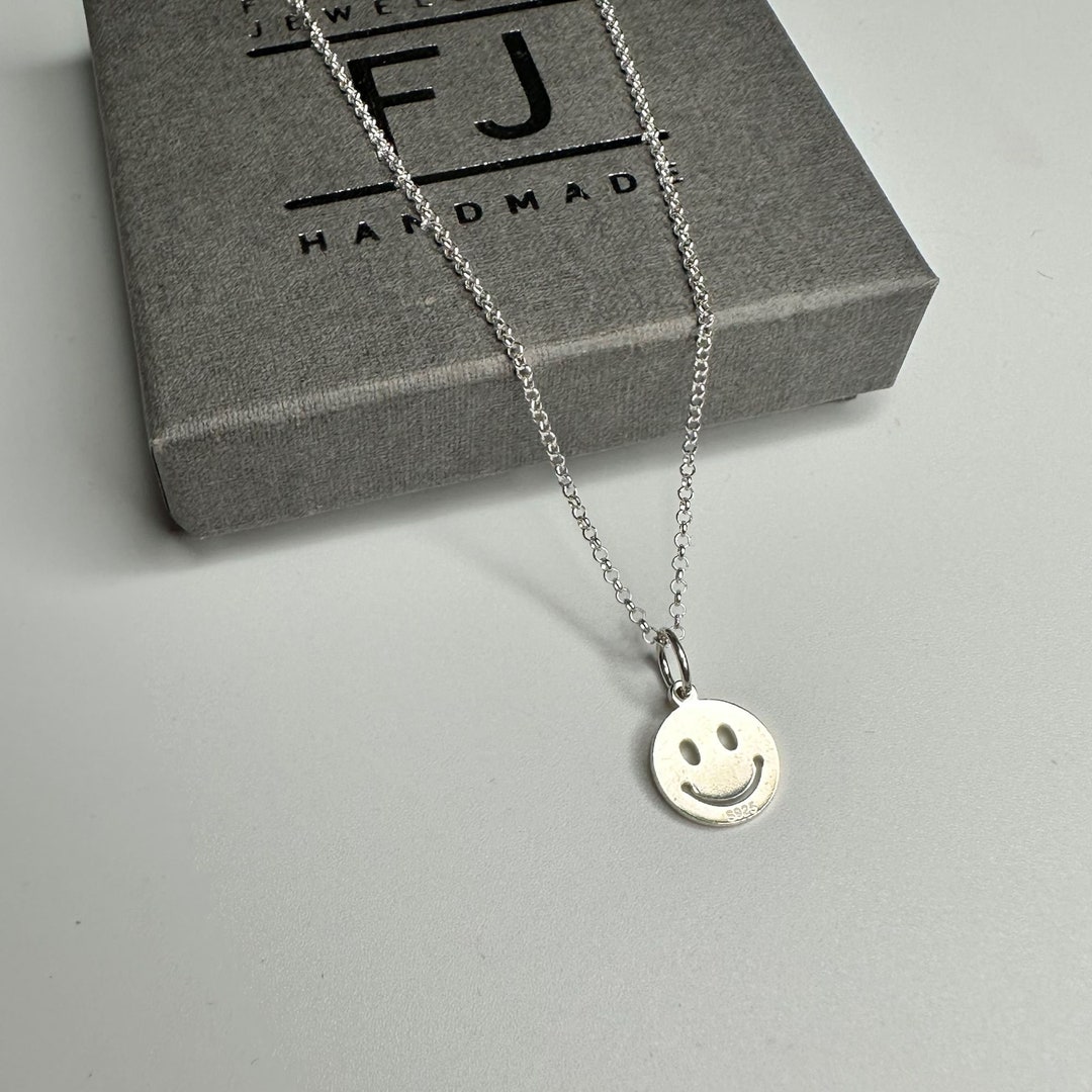 Smiley Face Necklace, Sterling Silver Necklace for Women, UK Handmade ...