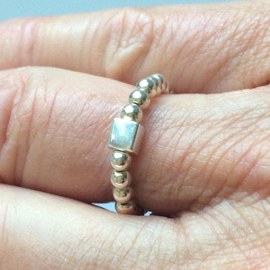 Sterling Silver Bead Ring: Handmade Stretch Stacking Ring - Etsy UK