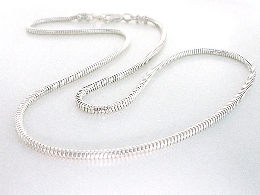 Mens Sterling Silver Snake Chain Layering Necklace, UK Handmade 2.4mm ...