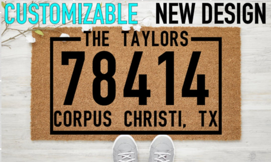 Custom Address Doormat, Flocked Coir Door Mat, Outdoor Welcome Mat ...