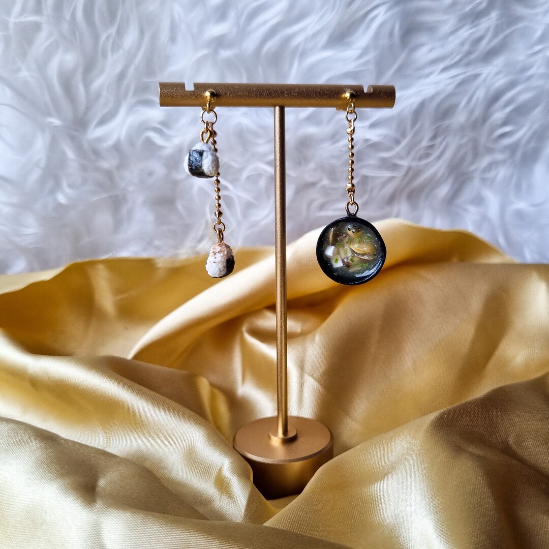 Onigiris and Asari Miso Soup Mismatch Dangling Earrings - Etsy
