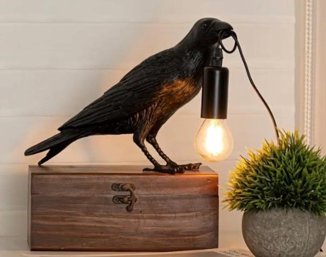 Raven/crow Gothic Table Top USB Lamb - Etsy