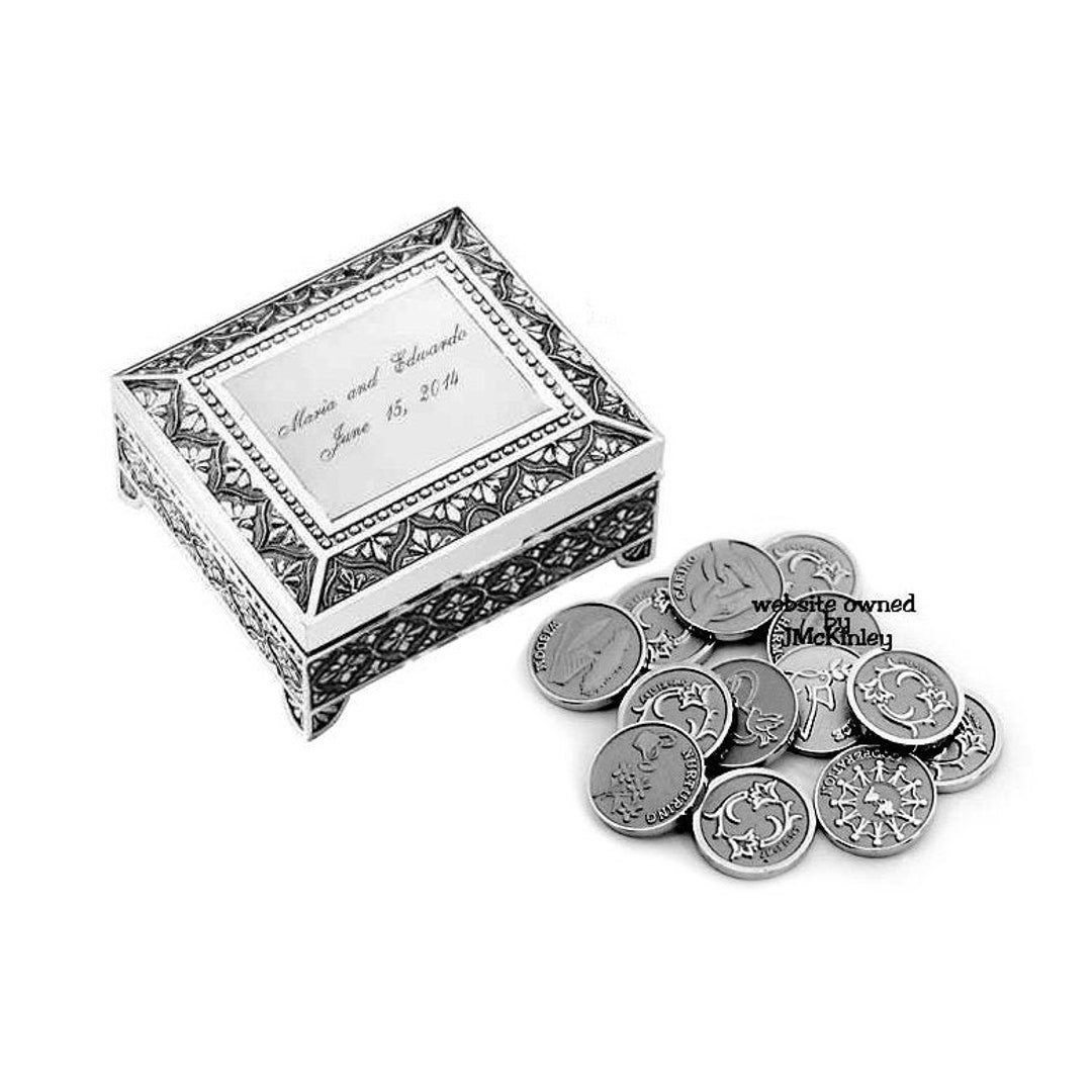 SMALL Personalized Silver Arras Coins Box, , Includes FREE Engraving ...