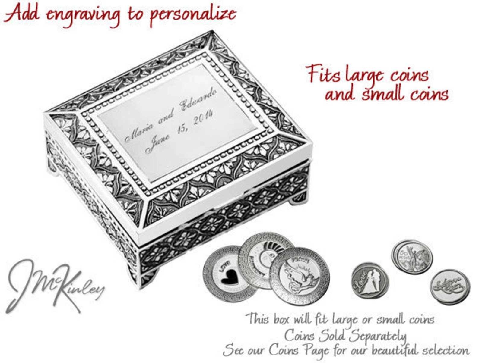 MEDIUM Personalized Silver Arras Coins Box Medium Includes | Etsy