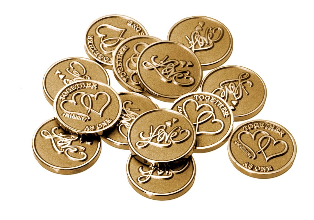 Wedding Arras Coins, Elegant Gold Love Style in Cursive - Etsy