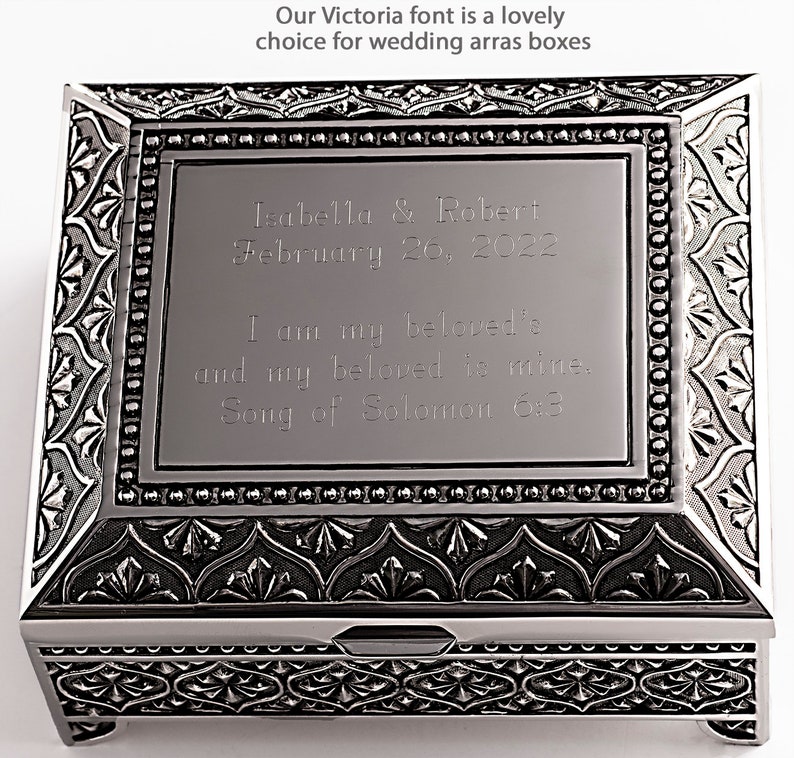 MEDIUM Personalized Silver Arras Coins Box Medium Includes | Etsy