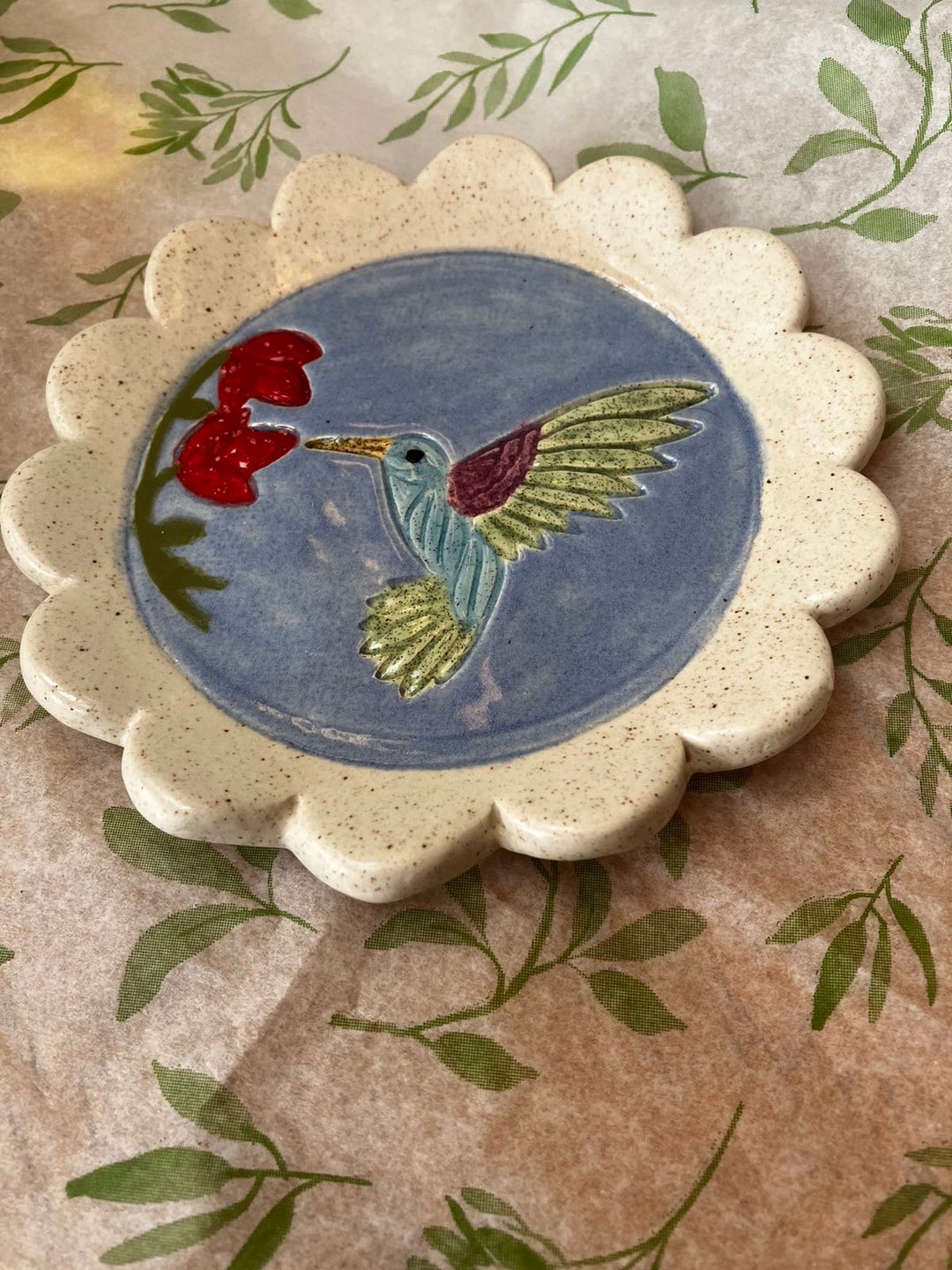 Handmade Pottery Small Hummingbird Jewelry Dish , Handcrafted Ceramic ...