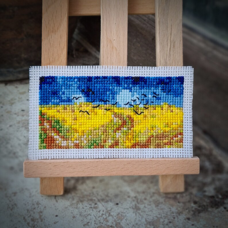 Modern Cross Stitch Pattern "tiny Wheatfield With Crows" by Van Gogh ...