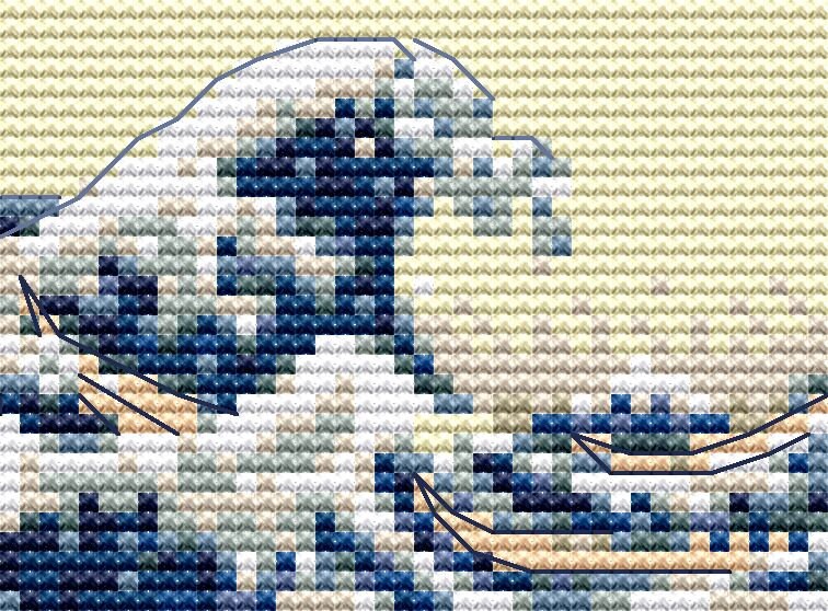 Modern Cross Stitch Pattern "tiny Great Wave by Hokusai". (P243 ...