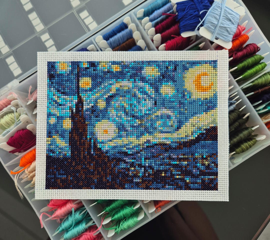 Mini Masterpiece Cross Stitch Pattern – Starry Night by Vincent Van ...
