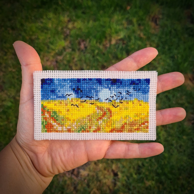 Modern Cross Stitch Pattern "tiny Wheatfield With Crows" by Van Gogh ...