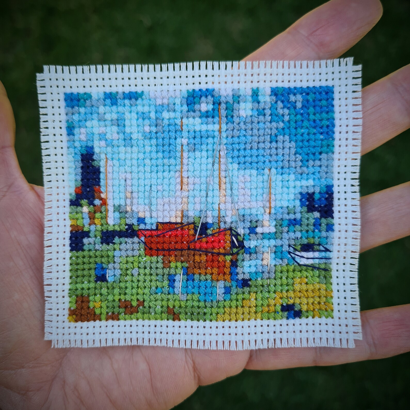 Mini Masterpiece Cross Stitch Pattern "red Boats at Argenteuil 1875 by ...